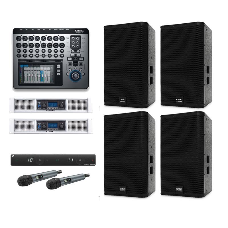 School Hall Sound System with 4 QSC E115 Speaker and Digital Mixer ...